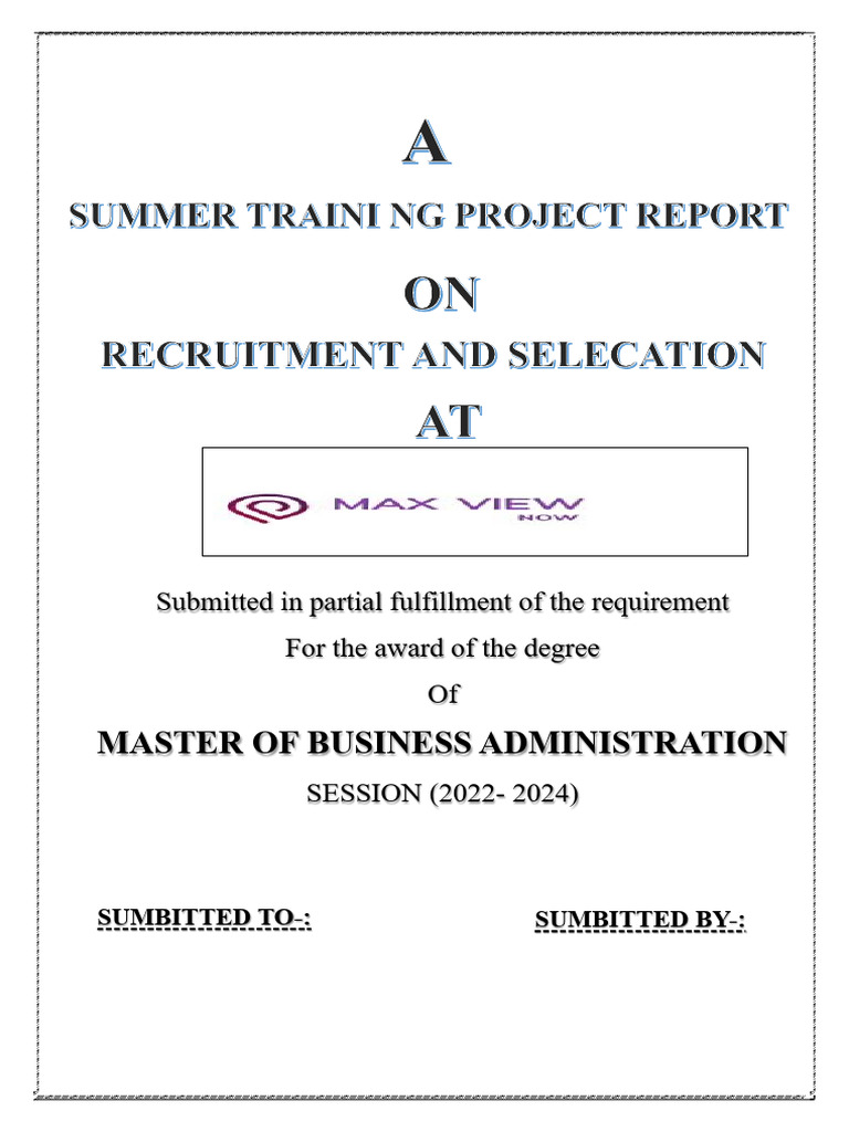 Mba Project | PDF | Recruitment | Internship