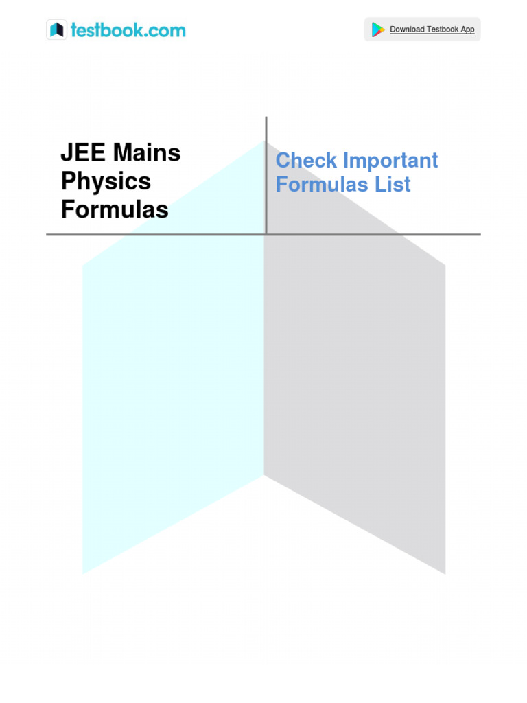 JEE Mains Physics Formulas | PDF | Force | Waves
