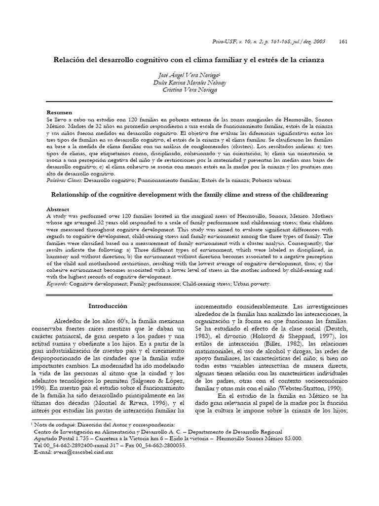 Relación Del Desarrollo Cognit | PDF | Familia | Comportamiento