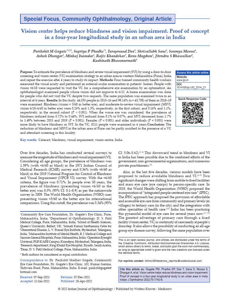Ijo 70 1742 | PDF | Visual Impairment | Visual System
