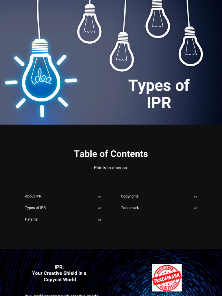 Types of IPR | Download Free PDF | Intellectual Property | Copyright