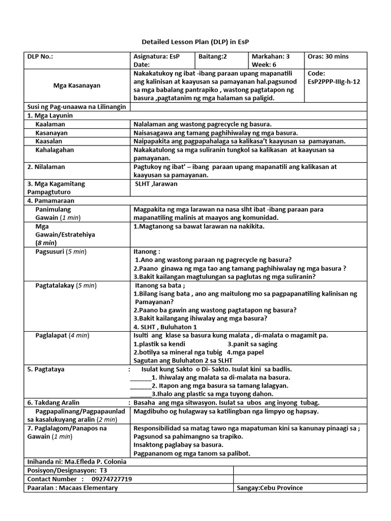 Detailed Lesson Plan | PDF