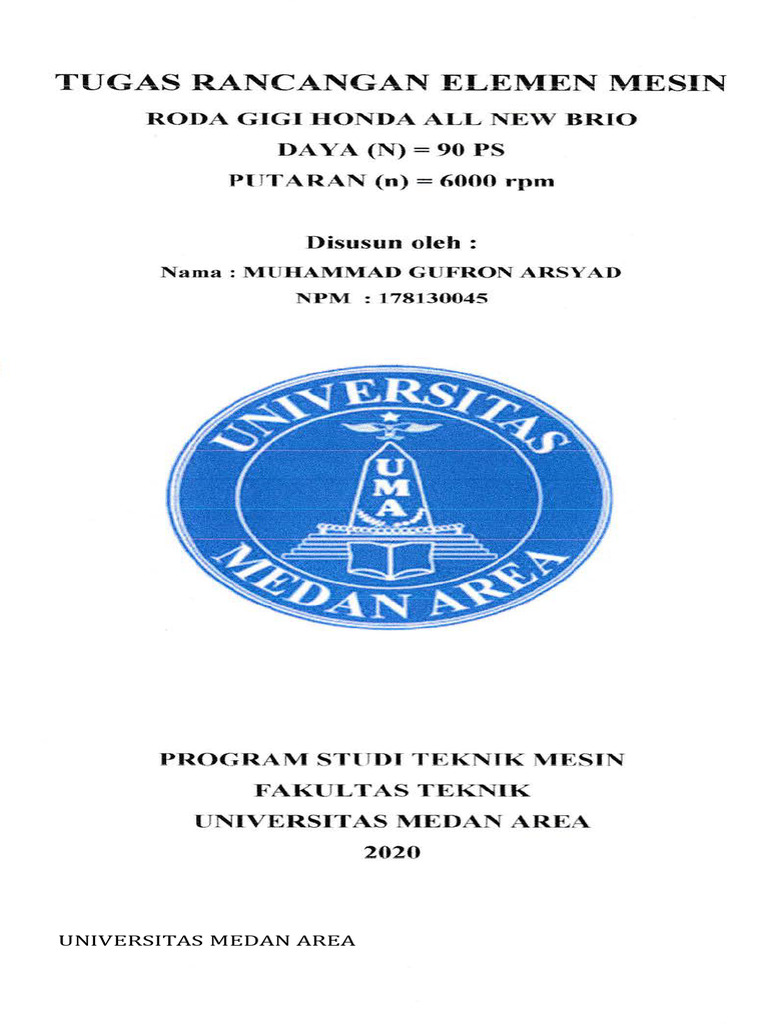 Tugas - MHD Gufron Arsyad - Roda Gigi Honda All New Brio | PDF
