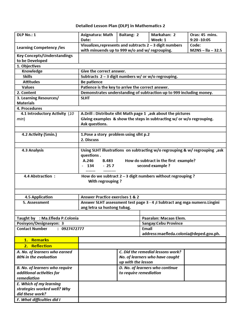 Detailed Lesson Plan in Math 2 Q2 WK 1 | PDF | Learning | Mathematics