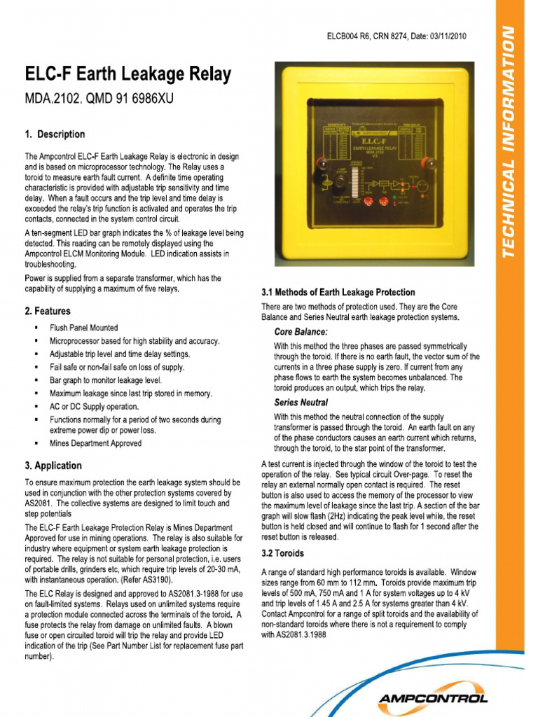 Ampcontrol Earth Leakage Current | PDF