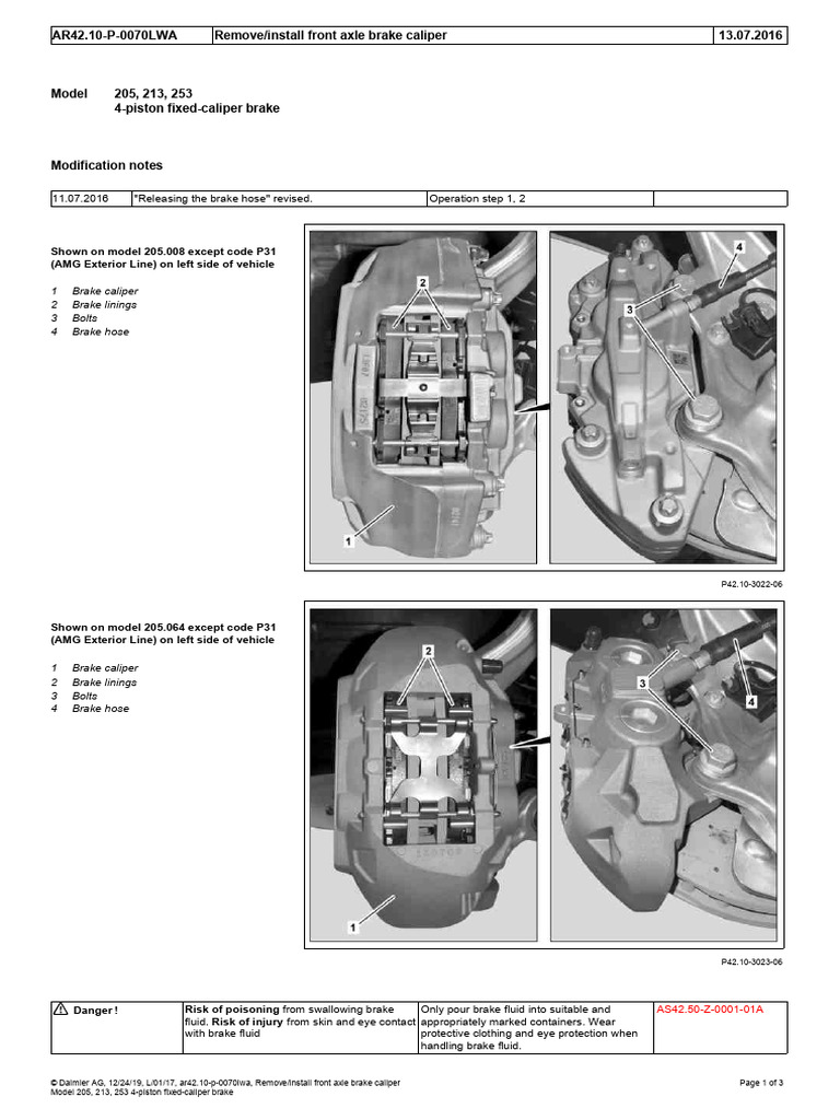 Remove Install Front Axle Brake Caliper | PDF | Brake | Car