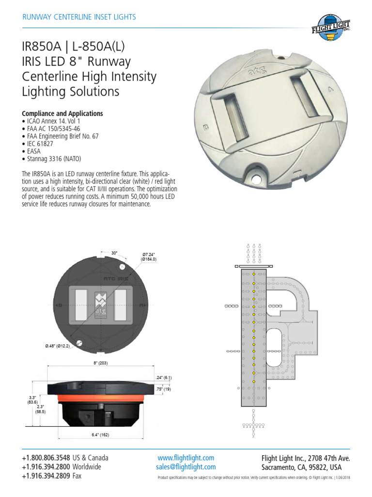 IR850A Runway Centerline Inset Lights | PDF | Runway | Transformer