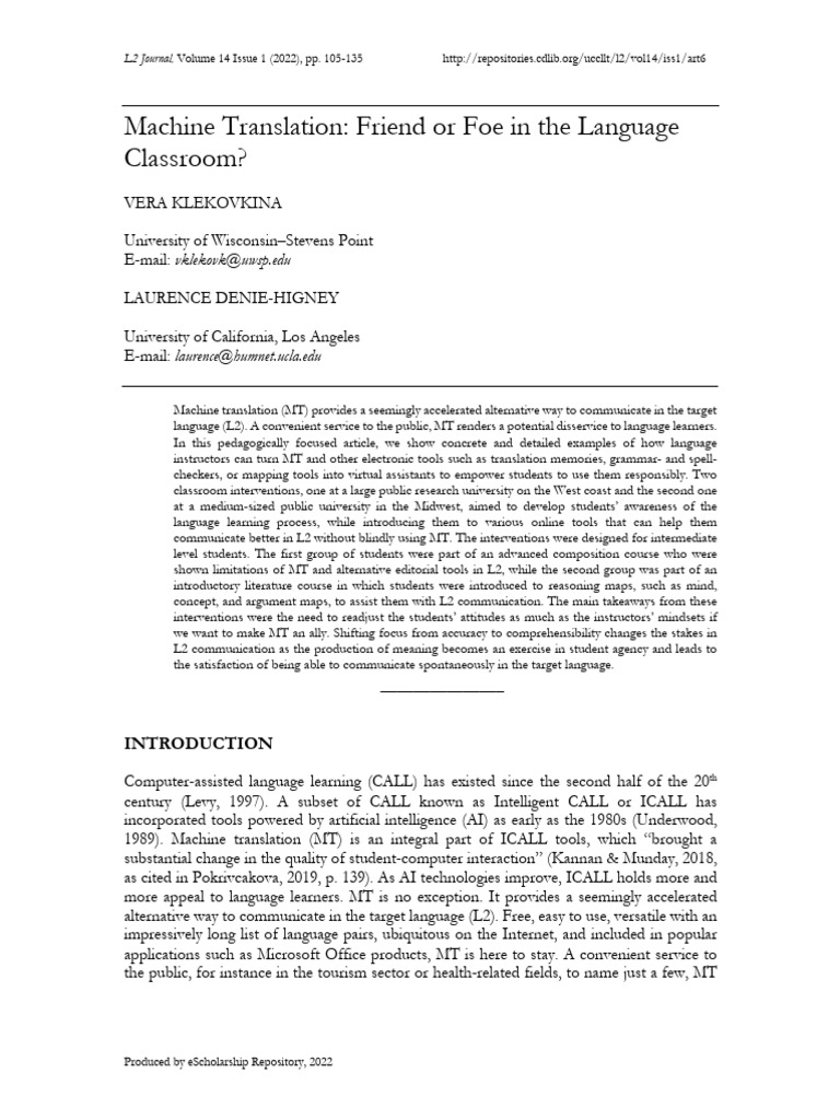 Klekovkina - Denié-Higney 2022 | PDF | Second Language | Translations