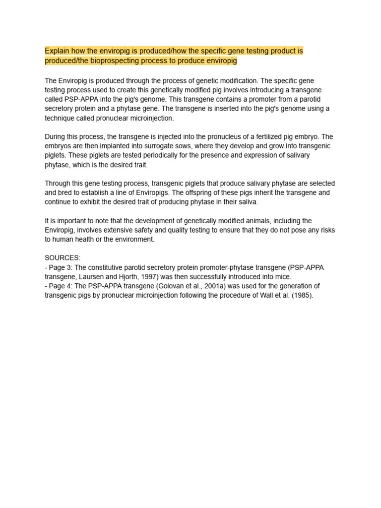 ENVIROPIG | PDF | Genetically Modified Organism | Transgene