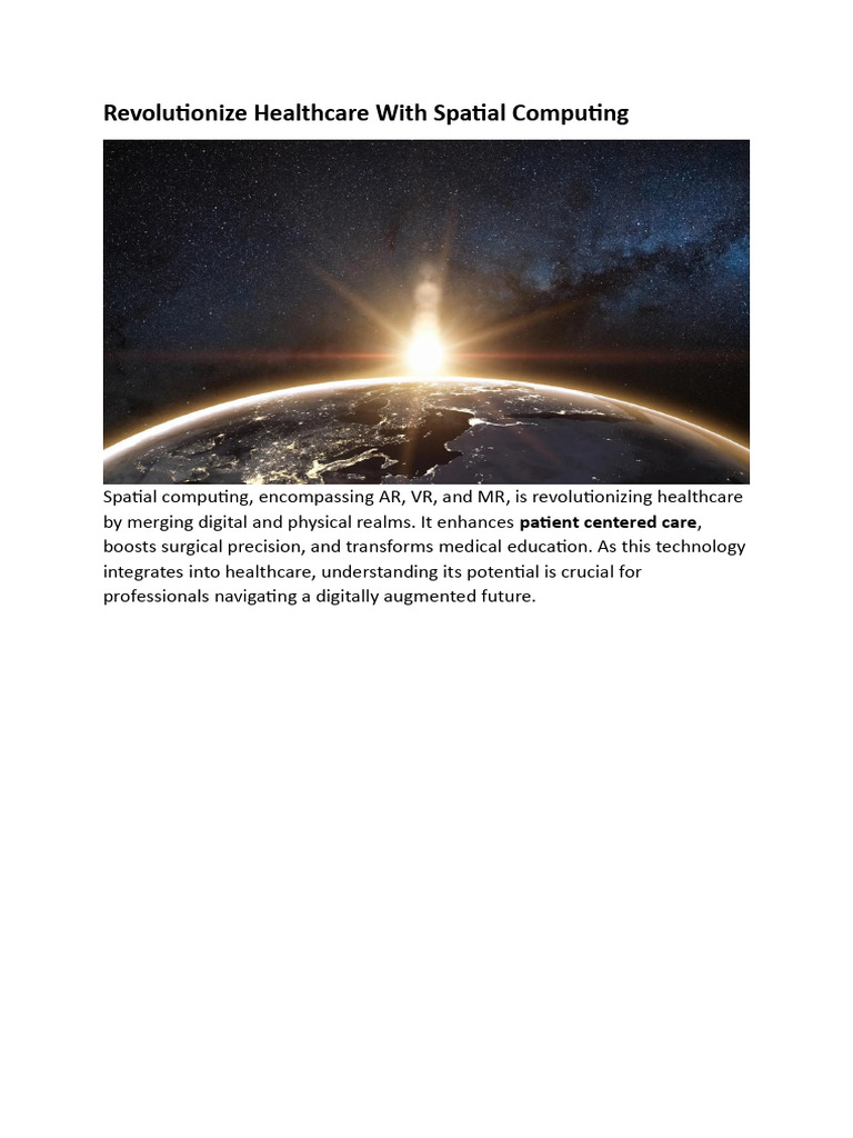 Transforming Healthcare with Spatial Computing | PDF | Augmented ...