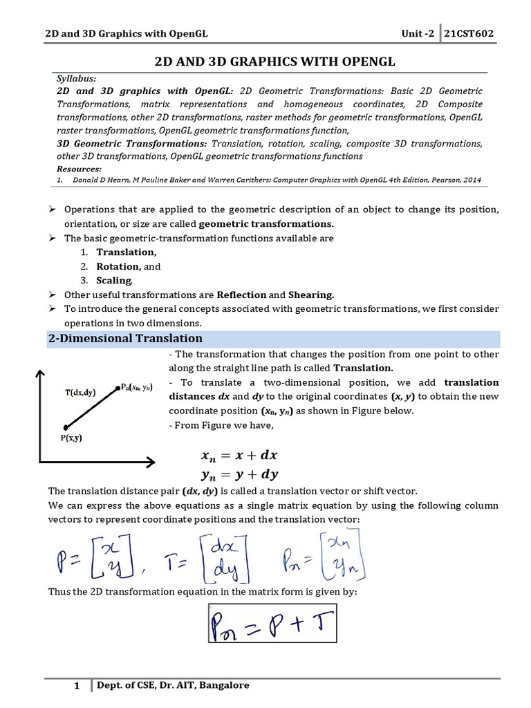 Unit-2 Cgip | Download Free PDF | 2 D Computer Graphics | Matrix (Mathematics)