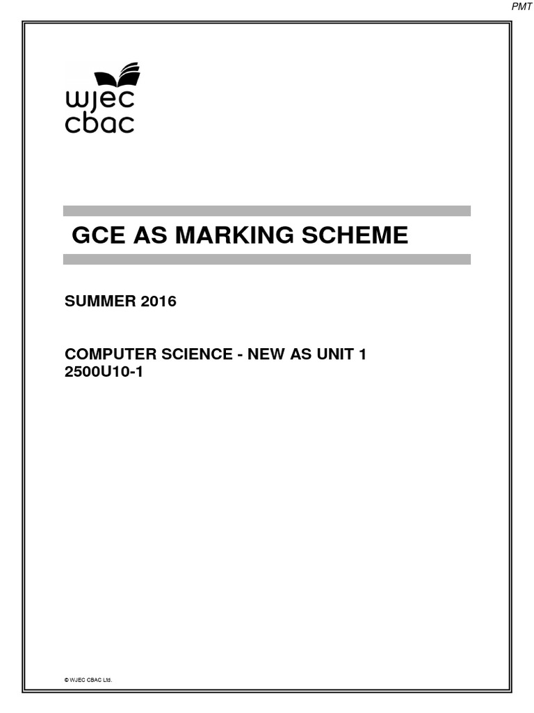 June 2016 MS - Unit 1 WJEC Computer Science A-Level | PDF | Computer ...