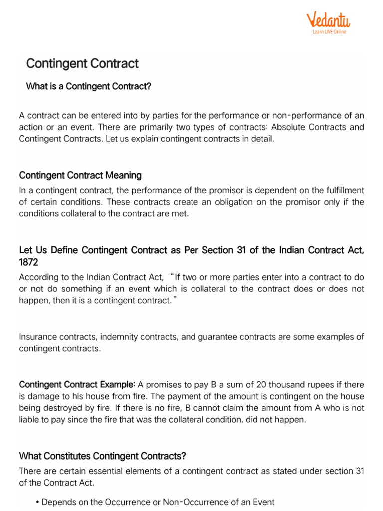 Contingent Contract | PDF