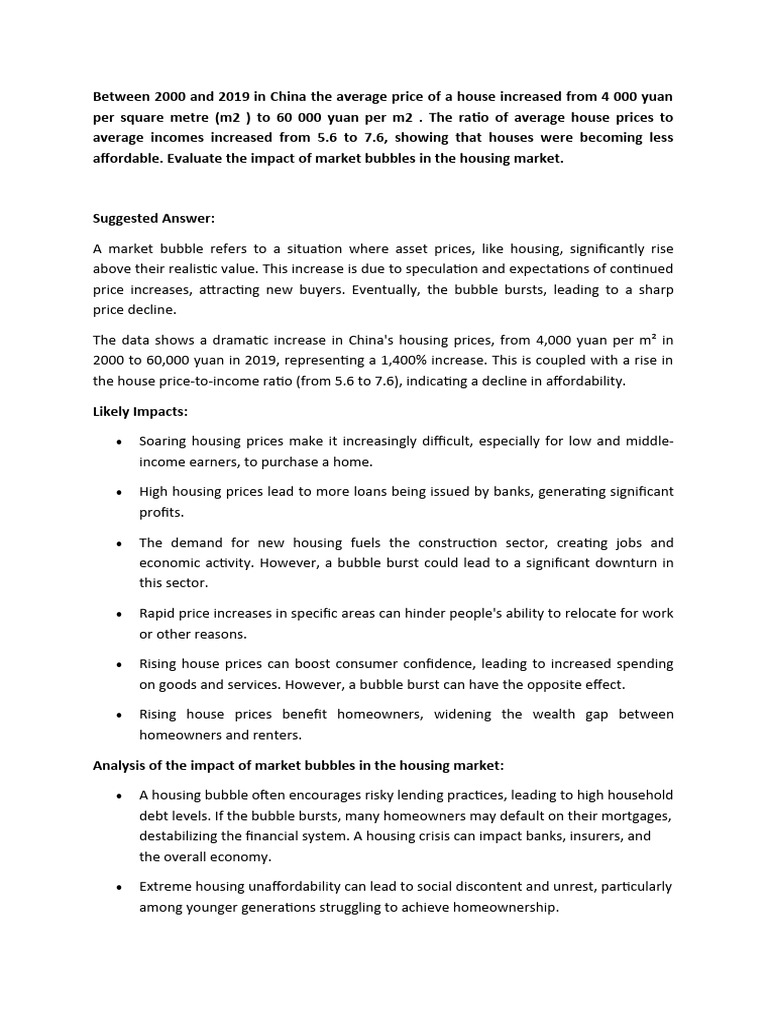 Suggested Answer - Impacts of Market Bubbles | PDF | Economic Bubble ...