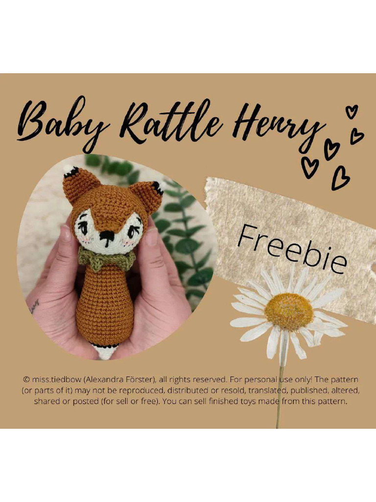 Easy Rattle Fox Crochet Amigurumi PDF Pattern | PDF