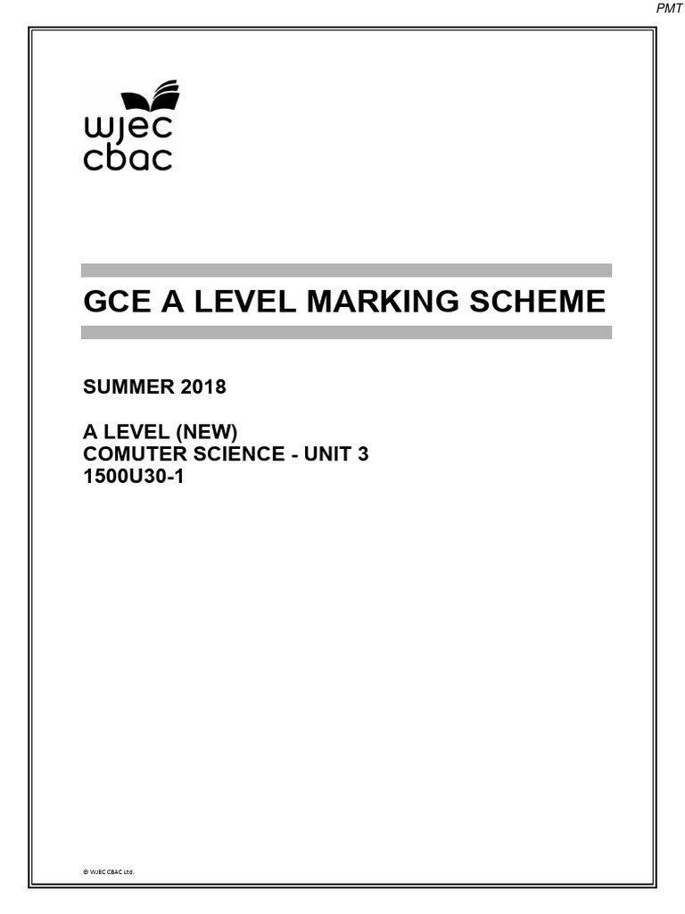 June 2018 MS - Unit 3 WJEC Computer Science A-Level | PDF | Virtual ...