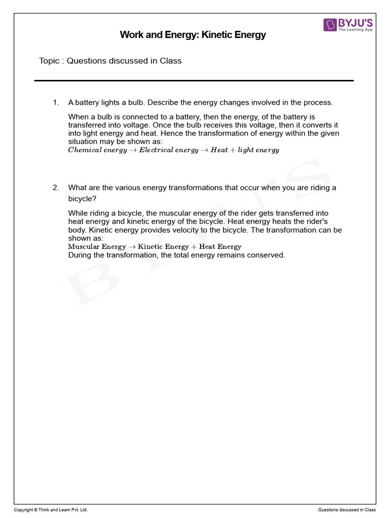 Work and Ene Rgy - Kinetic Energy - in Class | PDF | Kinetic Energy ...