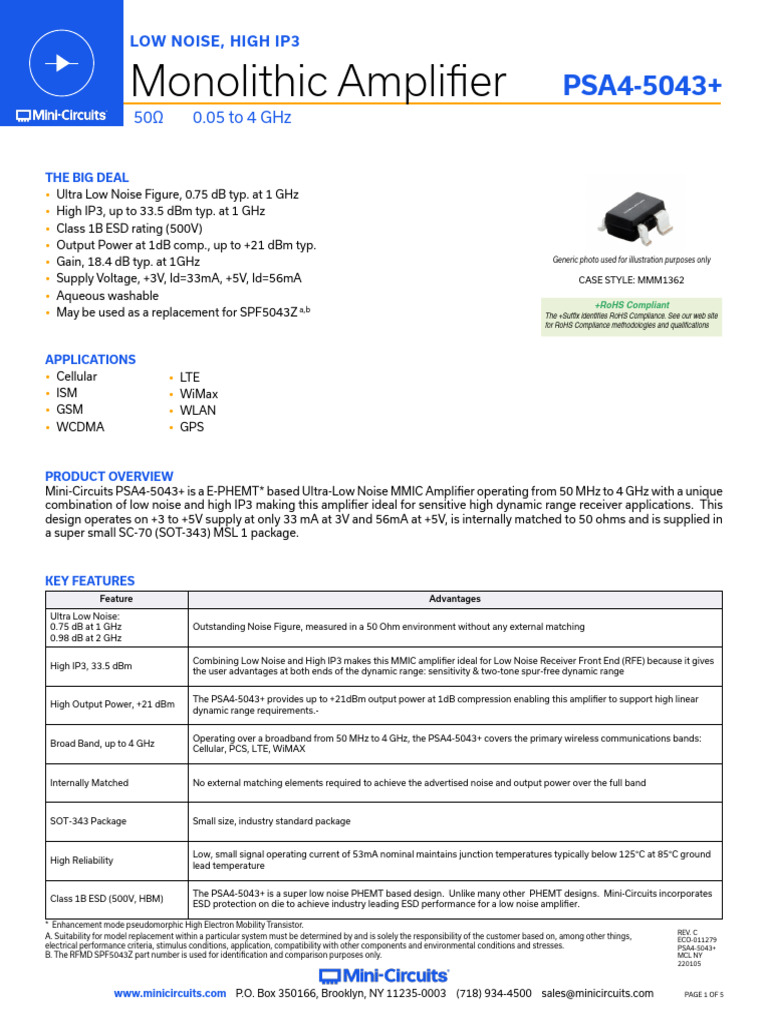PSA4-5043+ Dashboard | Download Free PDF | Amplifier | Decibel