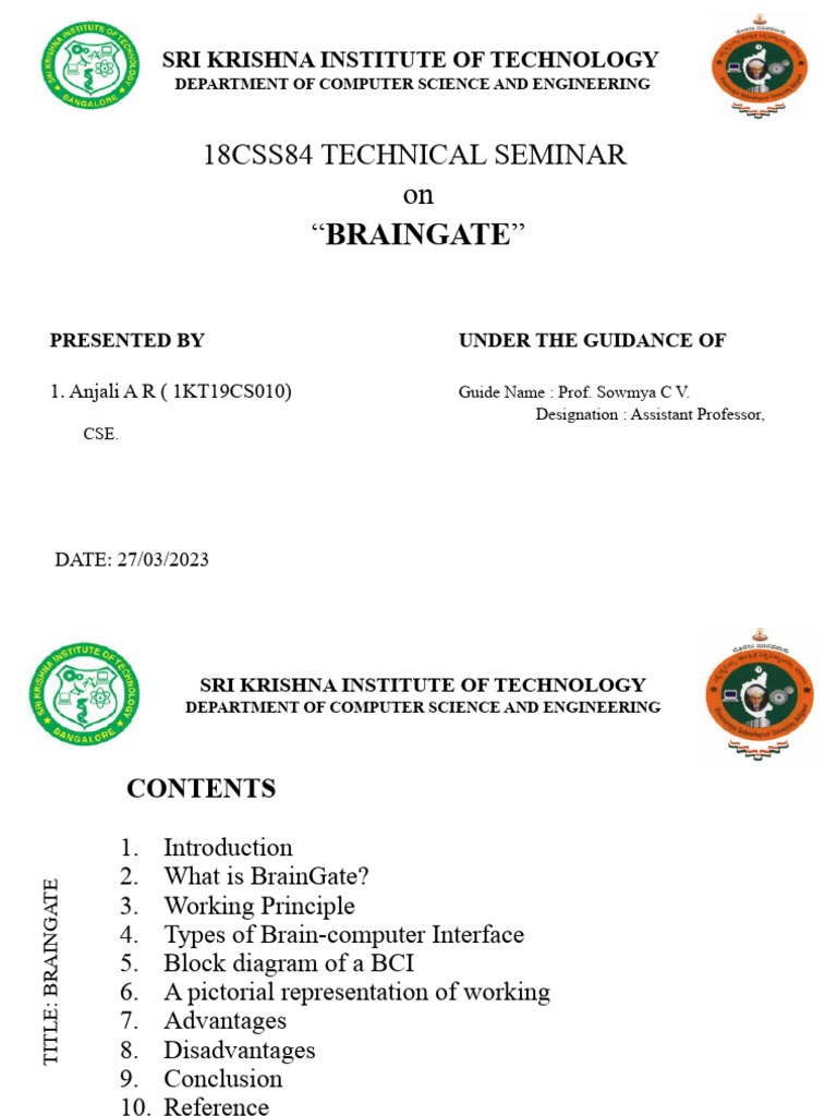 Anjali Technical Seminar Ppt-1 | PDF | Computer Science | Neuroscience