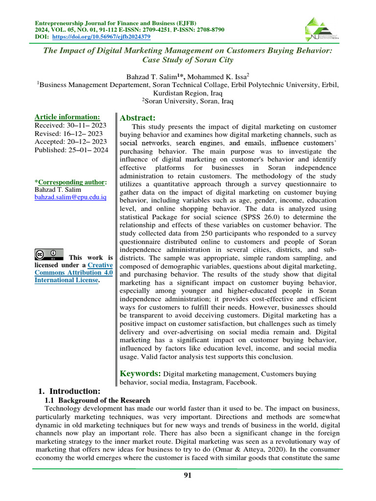 The Impact of Digital Marketing Management On Customers Buying Behavior | Download Free PDF ...