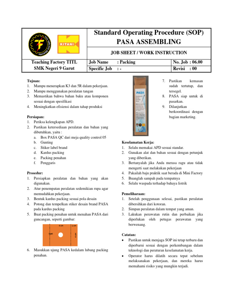 SOP Packing PASA SMK 9 Garut | PDF