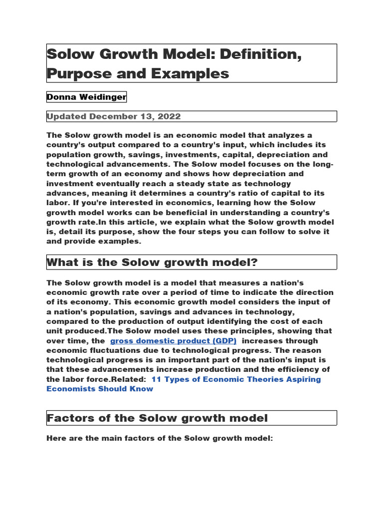 Solow Growth Model | Download Free PDF | Economic Growth | Economics