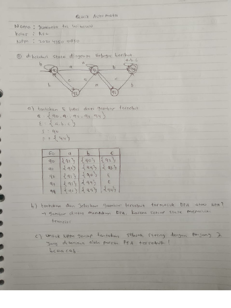 Quiz Automa P7 Junian | PDF