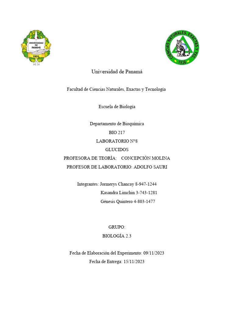 Lab8 Glucidos | PDF | Carbohidratos | Polisacárido