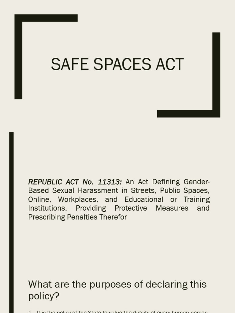 PART 1 Safe Spaces Act | PDF | Harassment | Sexual Harassment