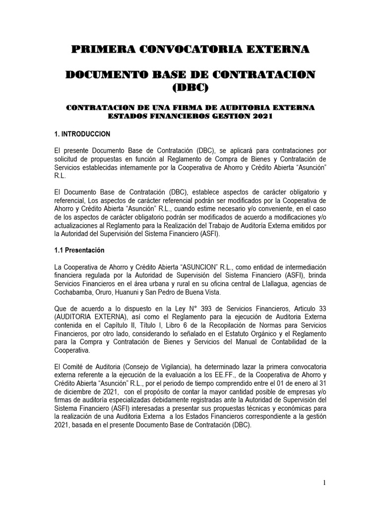 Documento Base de Contratacion 2021 | PDF | Auditoría | Business
