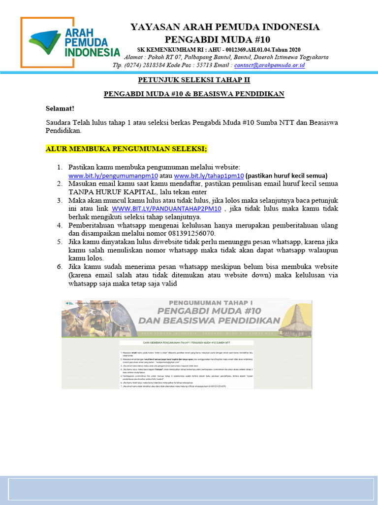 Panduan Seleksi Tahap 2 Pm10 | PDF