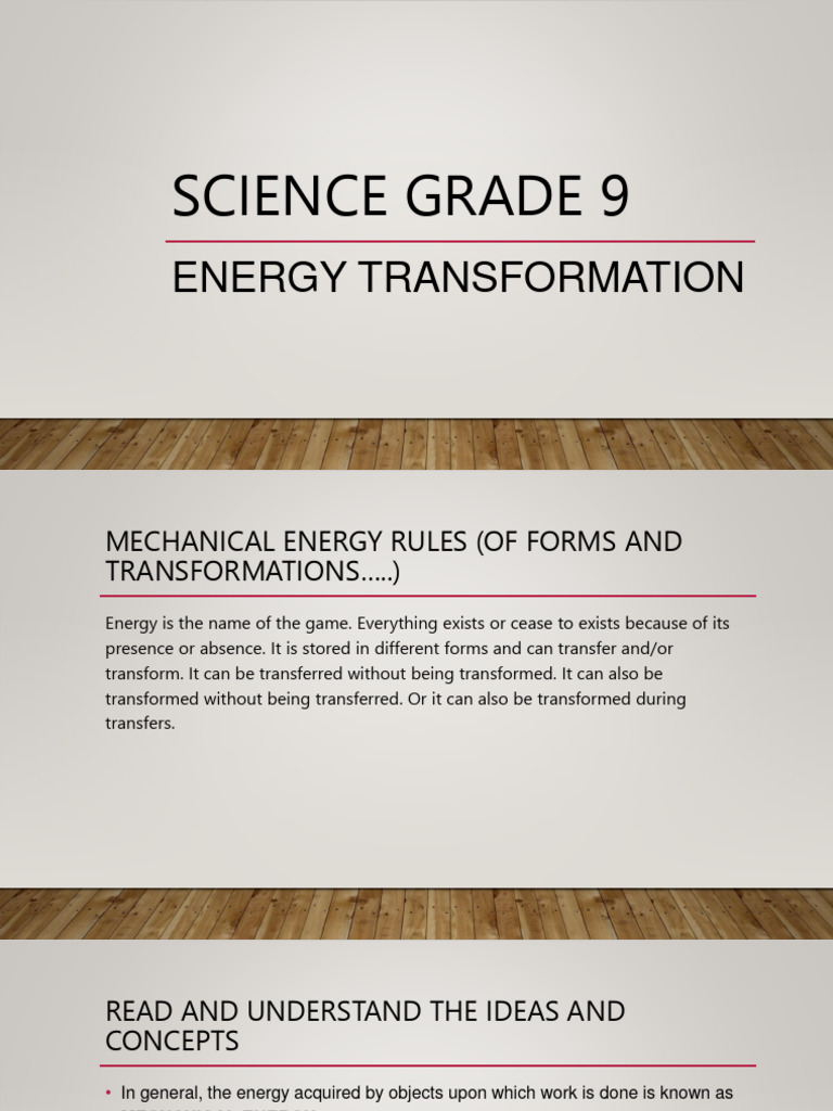 SCIENCE GRADE 9 | PDF | Potential Energy | Kinetic Energy
