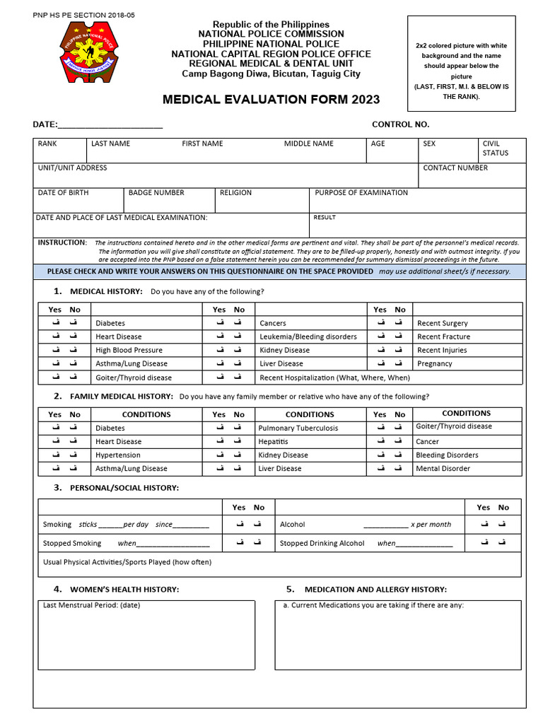 PFT Form 2023 | PDF | Obesity | Body Mass Index