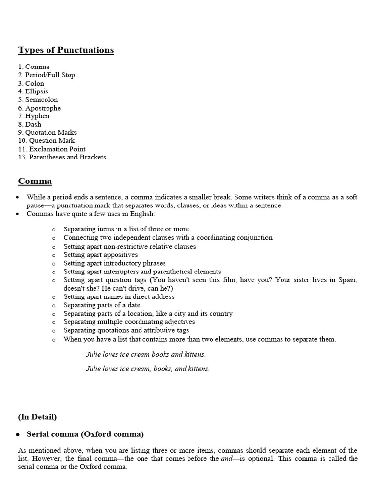 Punctuation - Notes (I Section) | PDF | Comma | Ellipsis