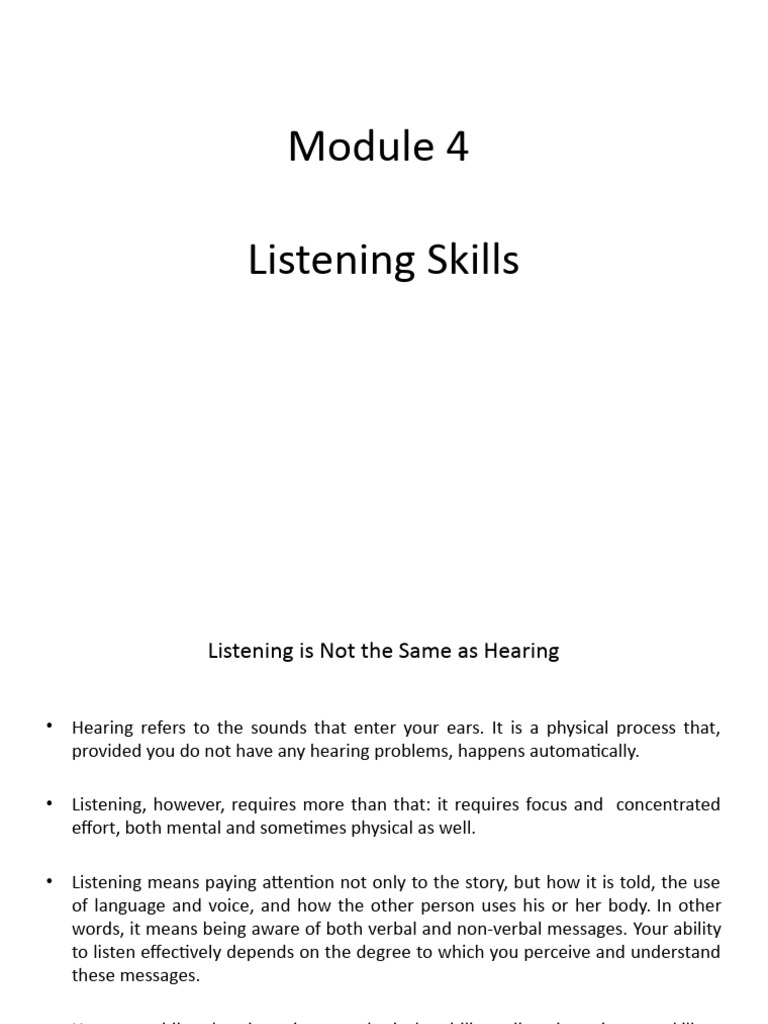 Listening Skills Pdf Communication Nonverbal Communication