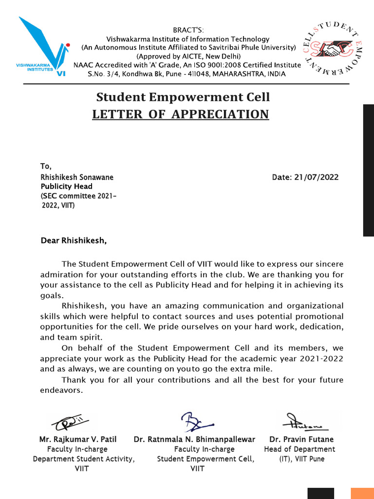 SEC Appreciation Letter | PDF