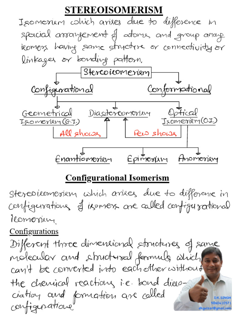 2.2 Stereoisomerism For JEE | PDF | Conformational Isomerism | Isomer
