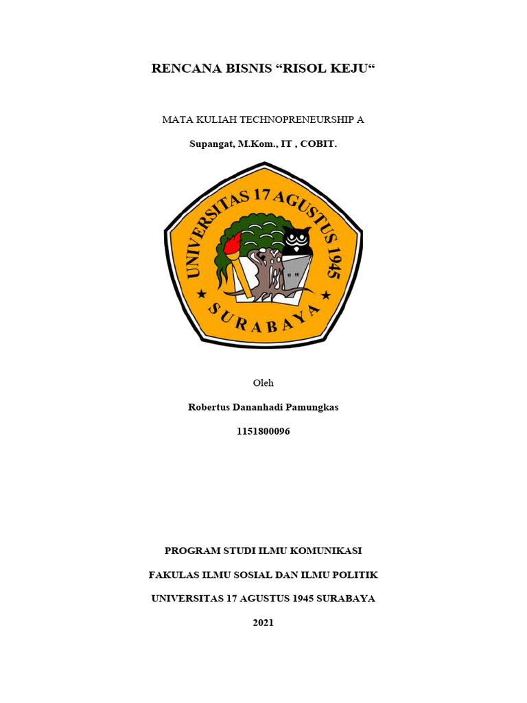 RENCANA BISNIS "RISOL KEJU" - EAS Techno - 1151800096 | PDF