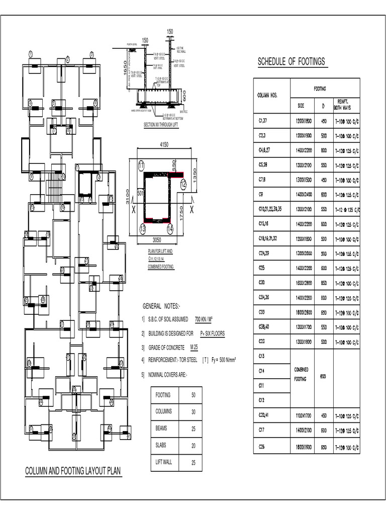 Footing Layout and Schedule | Download Free PDF | Architectural Design ...