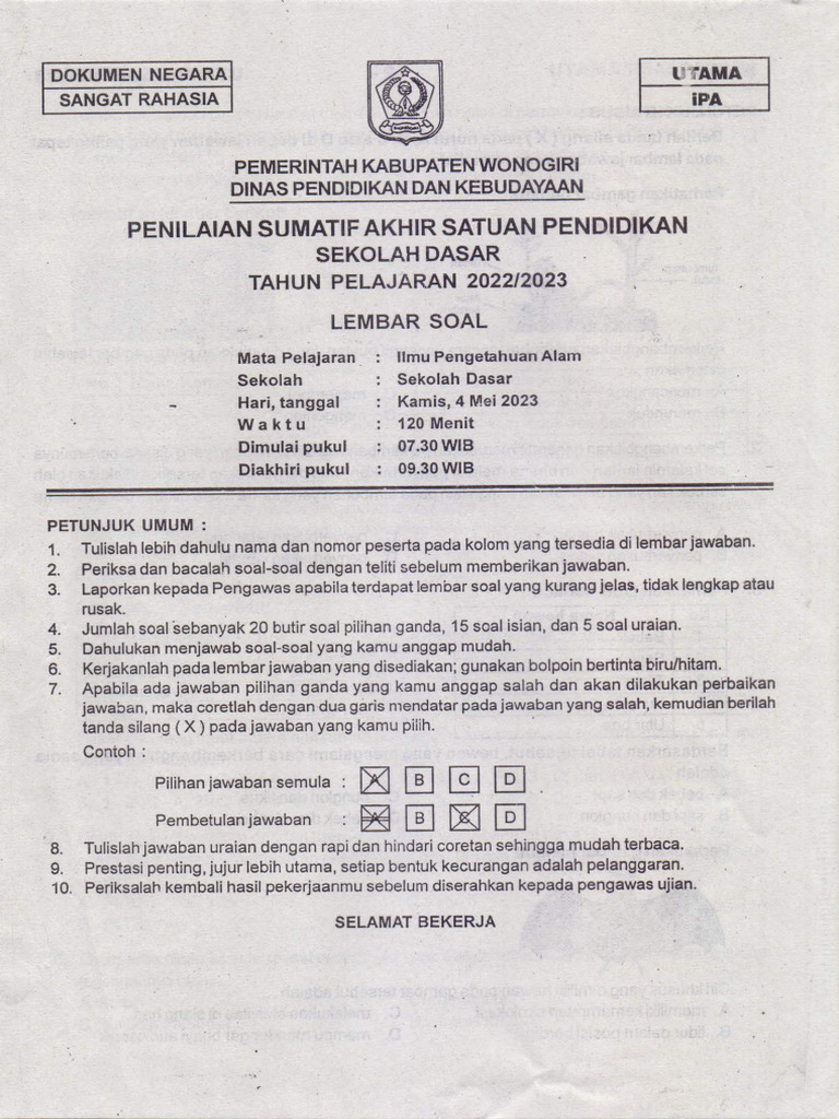 PSA IPA Kelas 6 SD | PDF