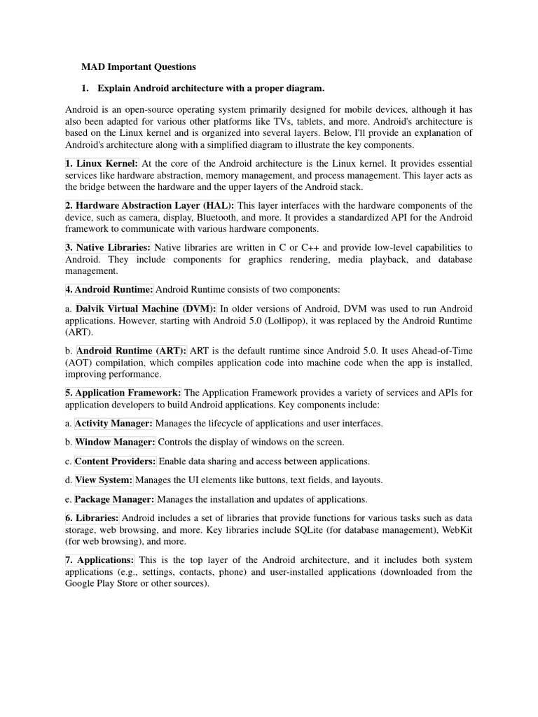 MAD Important Questions | Download Free PDF | Android (Operating System) | Mobile App