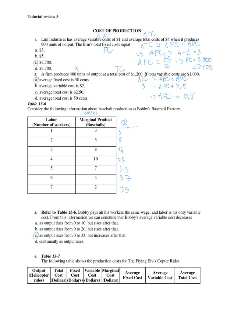 Cost of Production | PDF | Marginal Cost | Average Cost