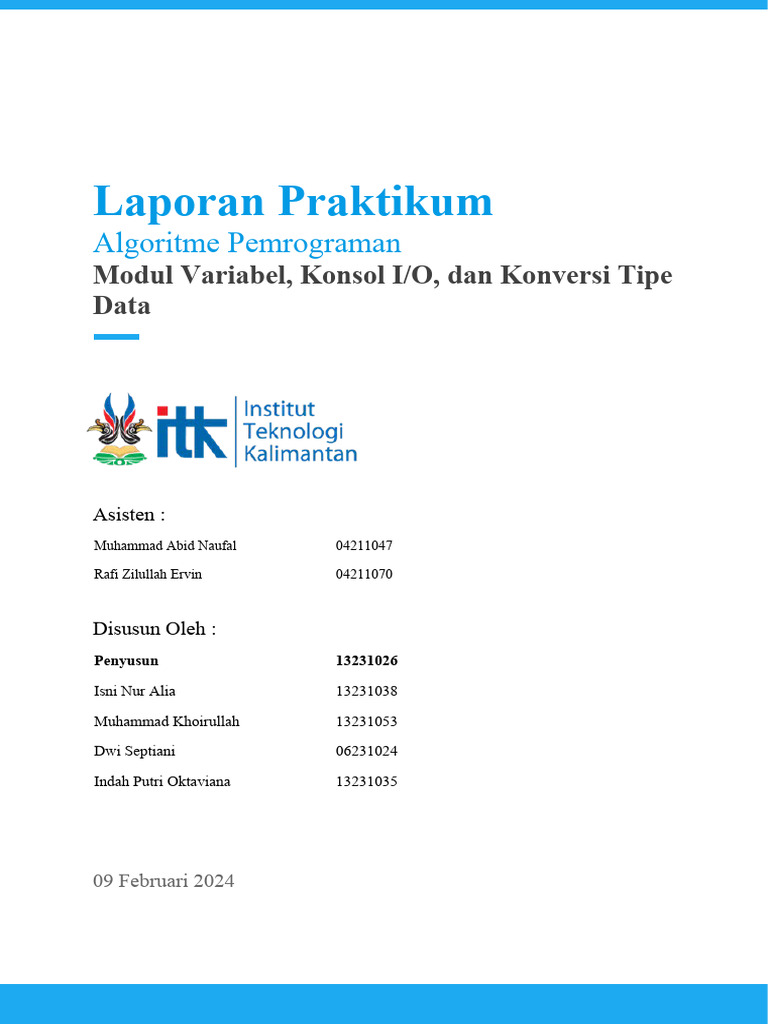 Praktikum Algoritma: Variabel & I/O | PDF