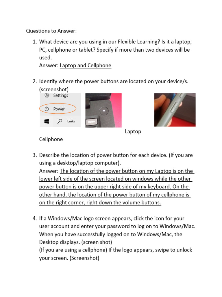 Power Button Locations on Devices | PDF