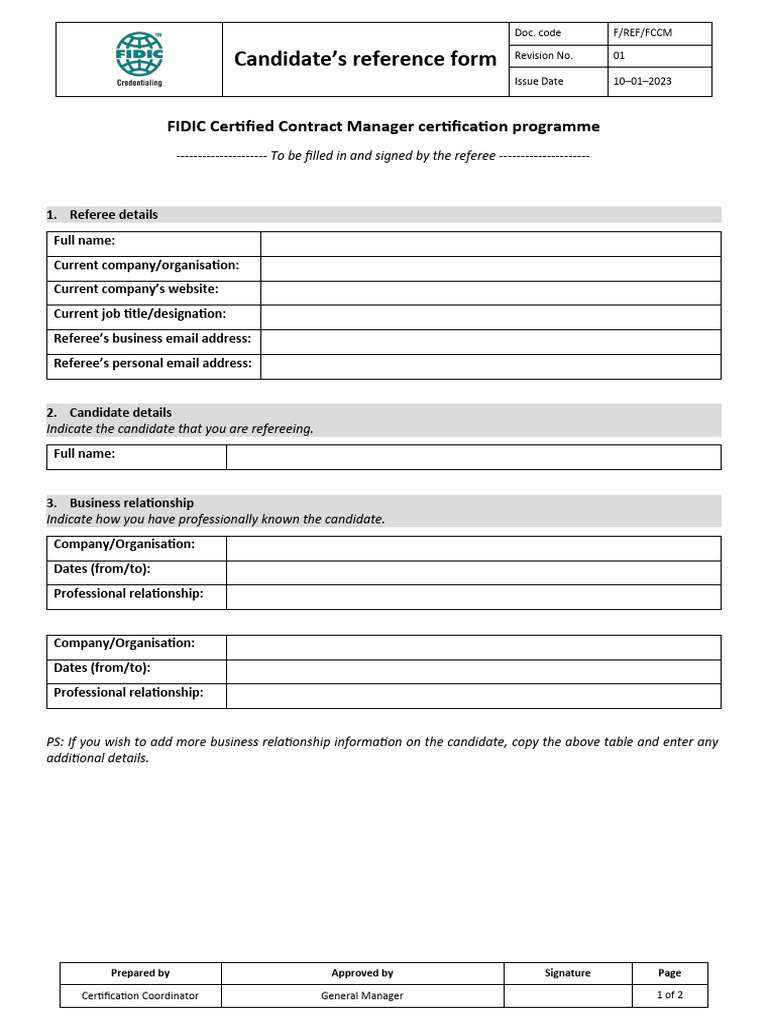 FIDIC Contract Manager Reference | PDF