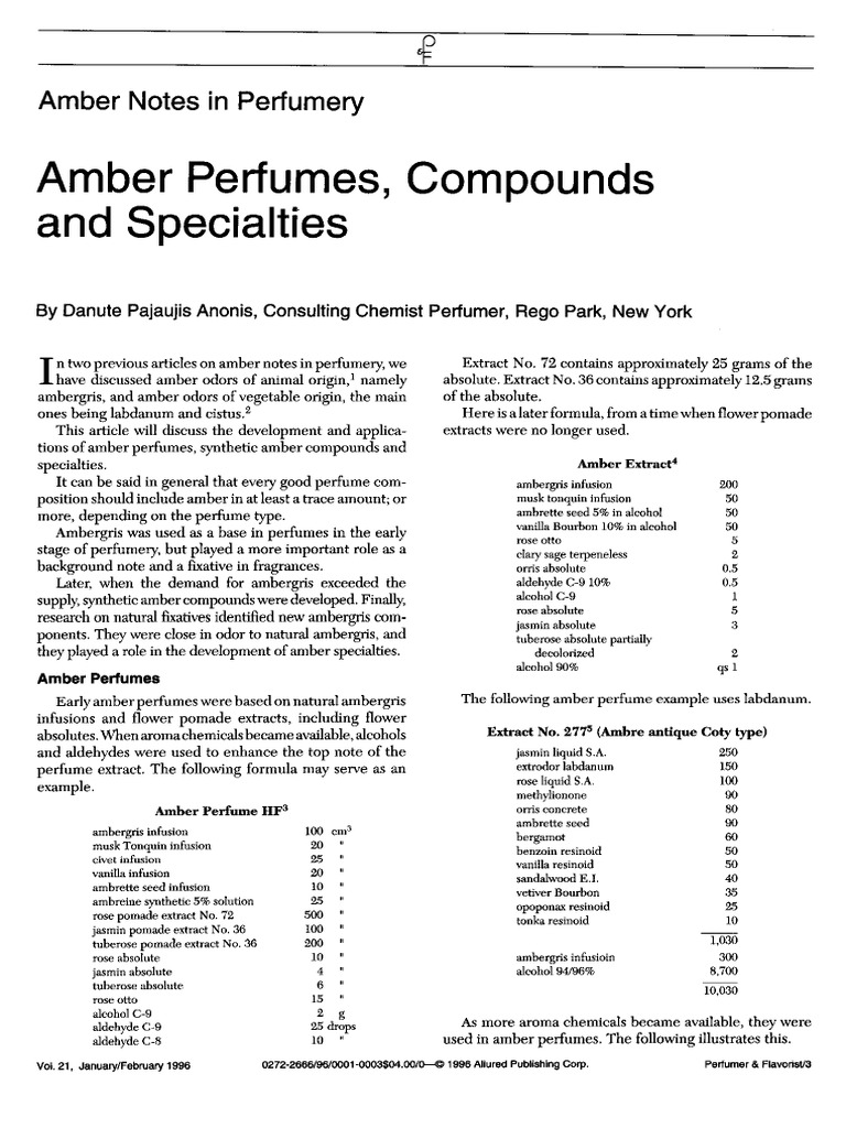 Amber Perfumes, Compounds and Specialties | PDF | Perfume | Amber