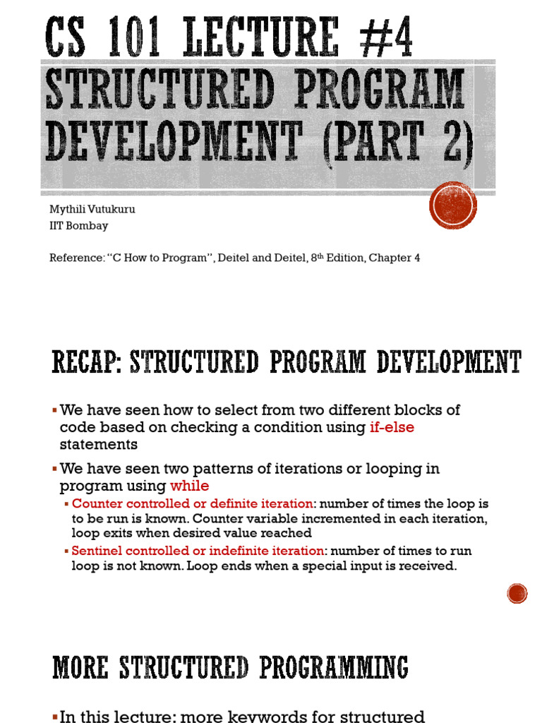 Lecture4 Structured Programming Part2 | PDF | Control Flow | Computer Programming