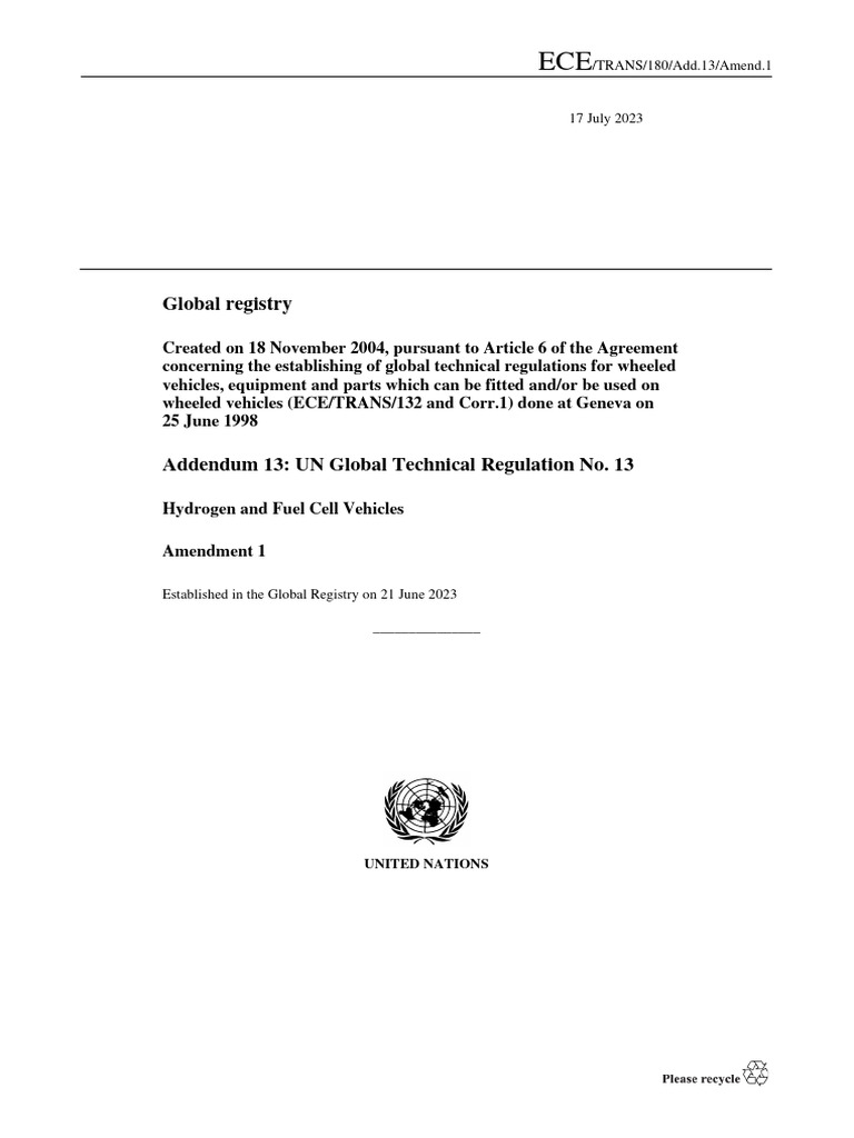 Ece Trans 180 Add.13 Amend1e | PDF | Fuel Cell | Energy Storage