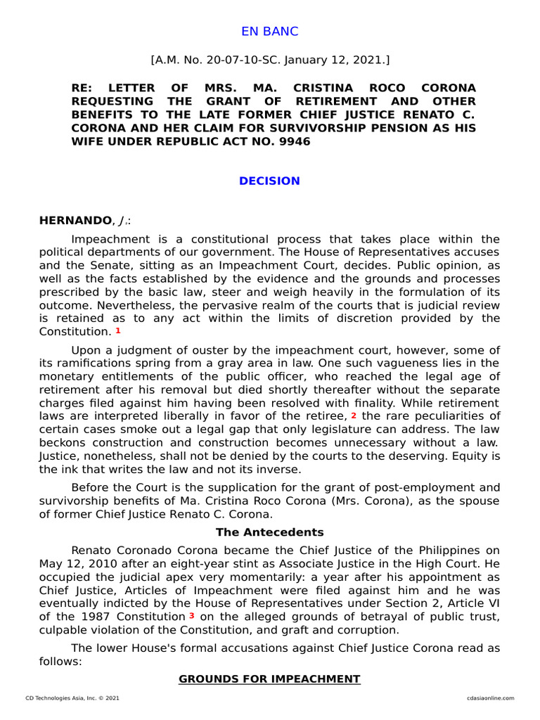 Re Letter of Mrs Ma Cristina Roco | PDF | Impeachment | Judiciaries