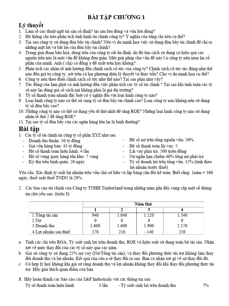 Bai Tap Chuong 1 | PDF